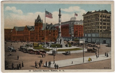 Lafayette Square Vintage Buffalo NY Postcard