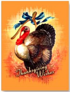 Thanksgiving Turkey Wishbone Vintage Postcard